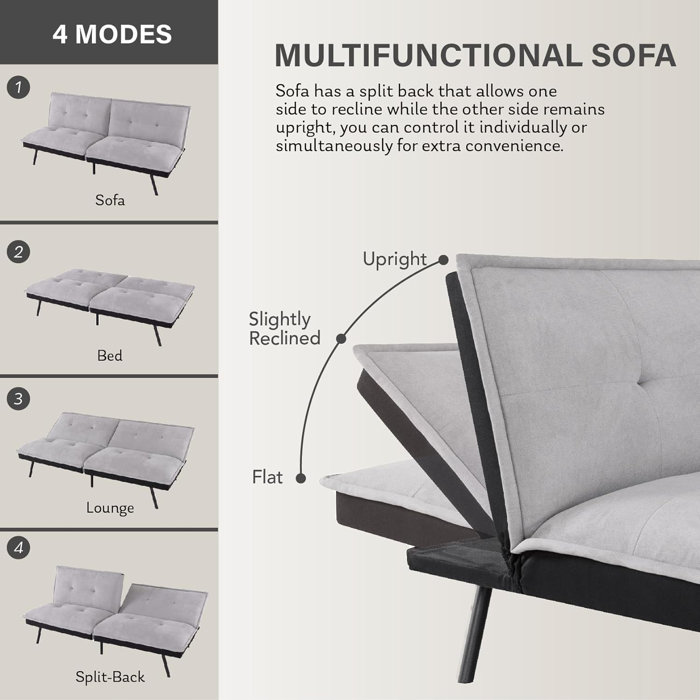 Alwyn Home Tarantino 71.7'' Upholstered Split Back Convertible Sofa & Reviews | Wayfair